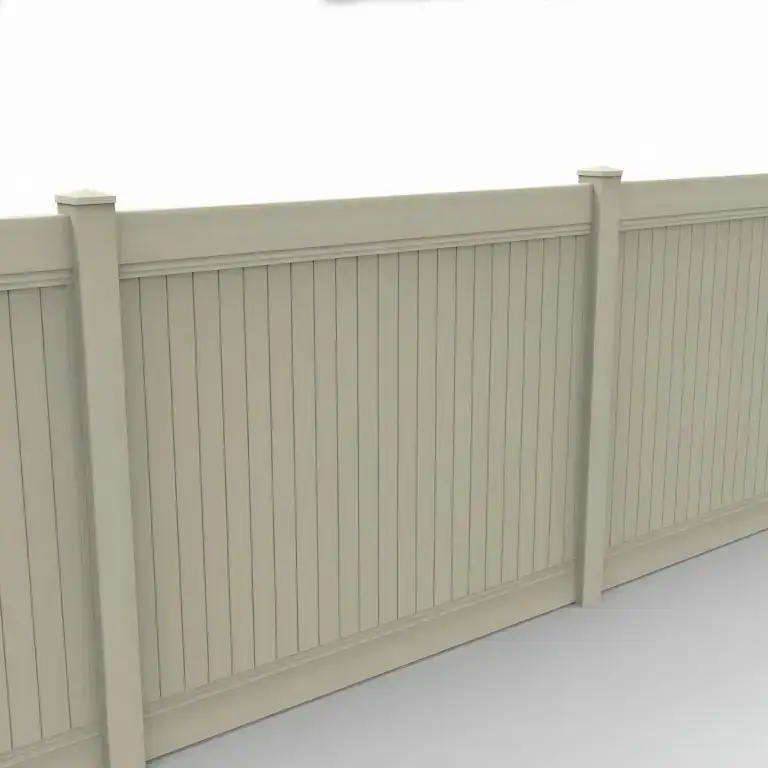 Tan Vinyl Vertical Privacy Fence Panel 6'x8' | Calcoast